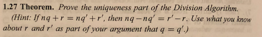 Solved 1.27 Theorem. Prove the uniqueness part of the | Chegg.com