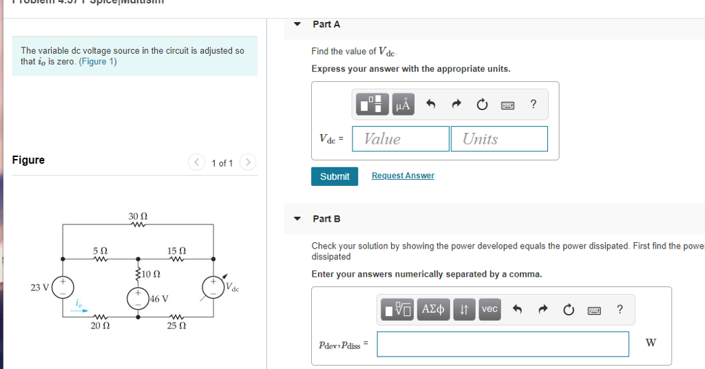 Solved Part A The variable dc voltage source in the circuit | Chegg.com
