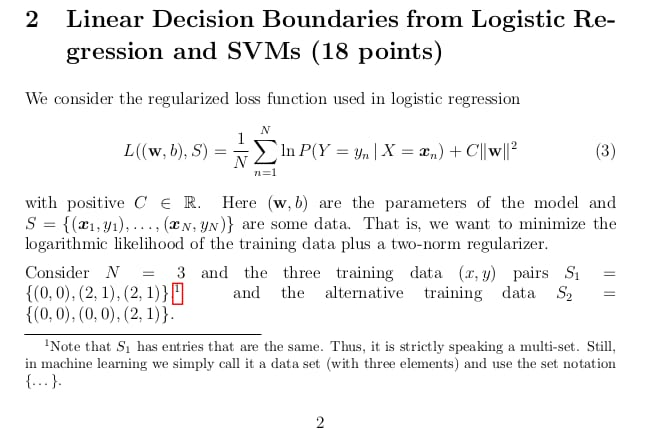 Solved 2 Linear Decision Boundaries from Logistic Re- | Chegg.com