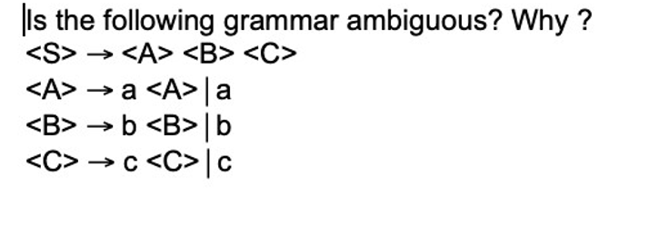 Solved |ls the following grammar ambiguous? Why? | Chegg.com