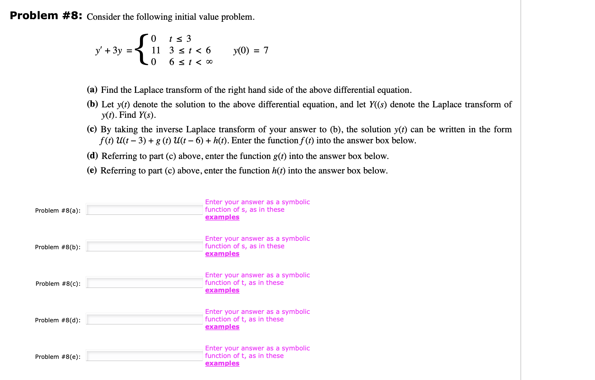 Solved Problem \#8: Consider the following initial value | Chegg.com