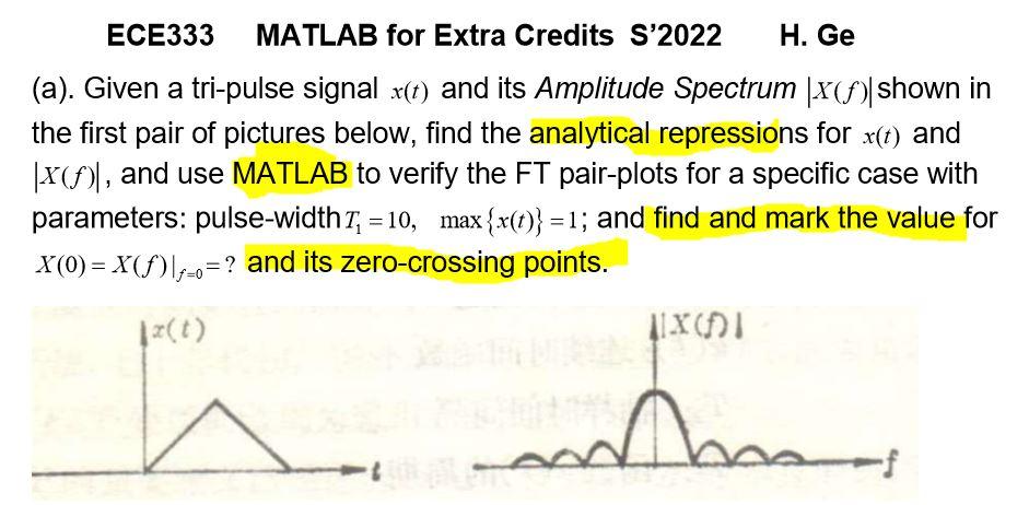 Solved ECE333 MATLAB for Extra Credits S'2022 H. Ge (a). | Chegg.com