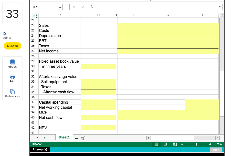 Solved ? X 33 FILE - Sign In Calculating NPV - Excel HOME | Chegg.com