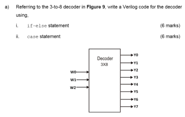 Solved a) Referring to the 3-to-8 decoder in Figure 9, write | Chegg.com