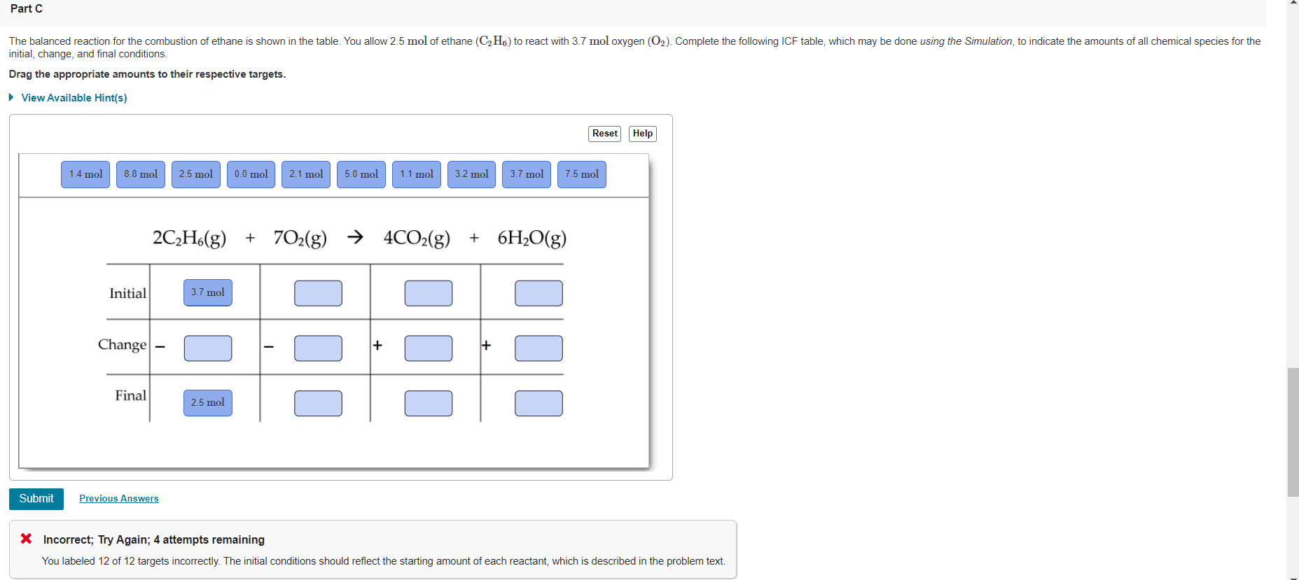 Solved Part C The balanced reaction for the combustion of | Chegg.com