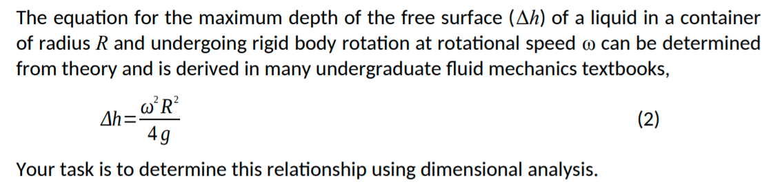 Solved The equation for the maximum depth of the free | Chegg.com