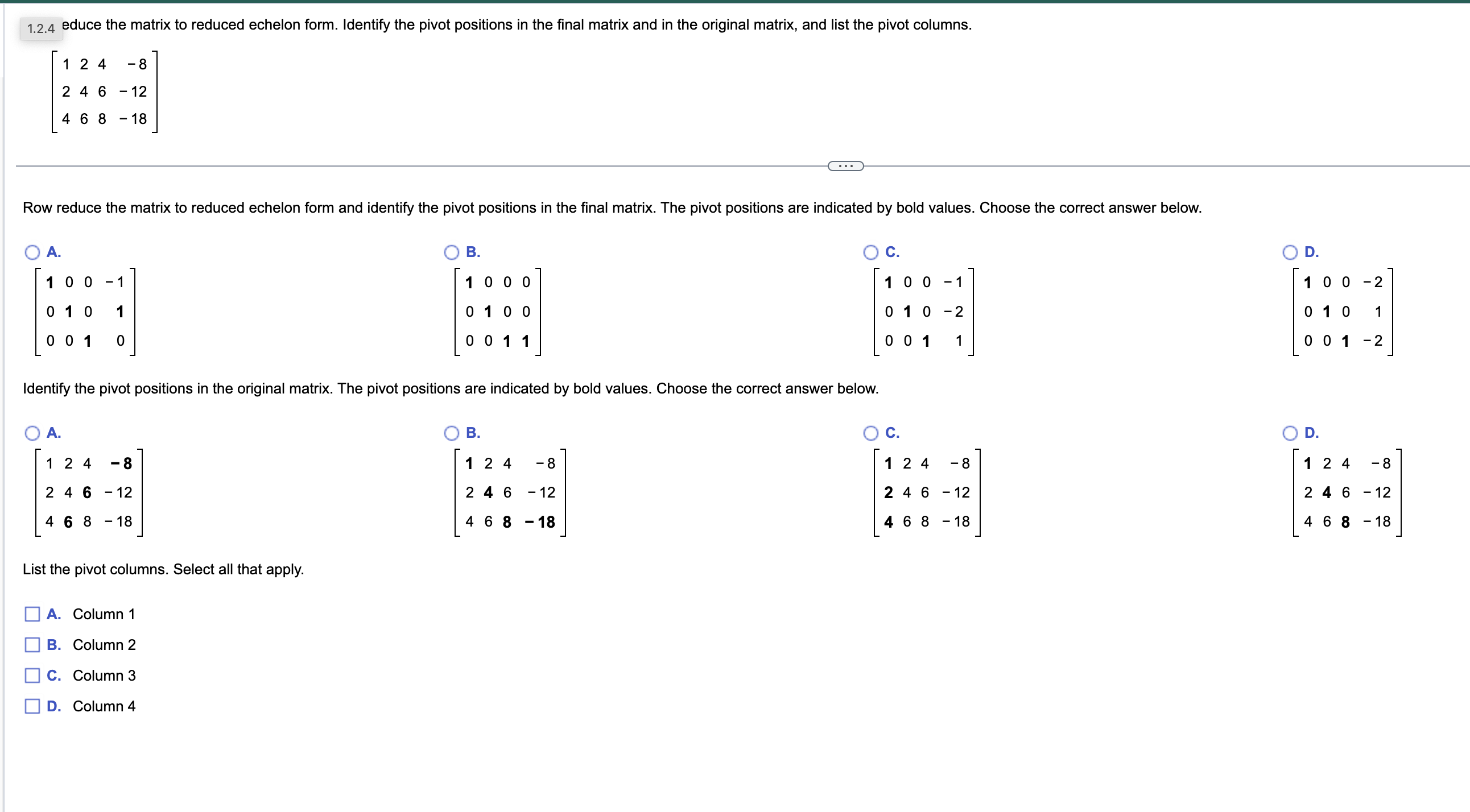 Solved Determine which matrices are in reduced echelon form | Chegg.com