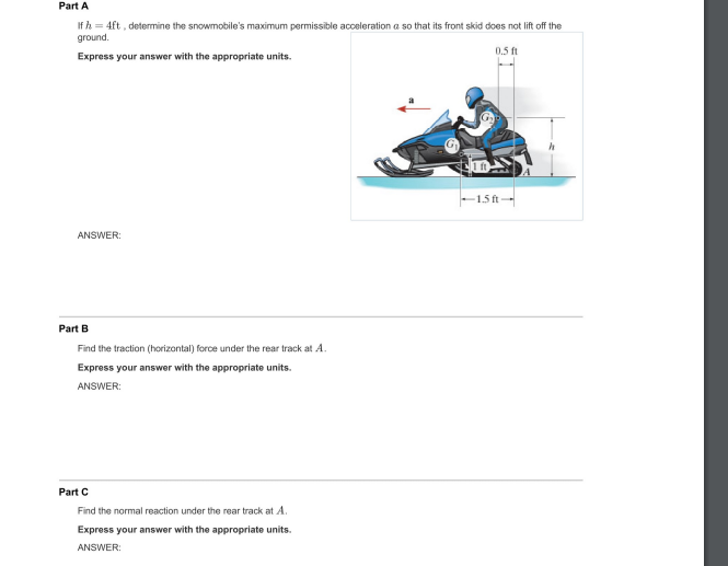 Solved If h=4ft, determine the snowmobile's maximum | Chegg.com