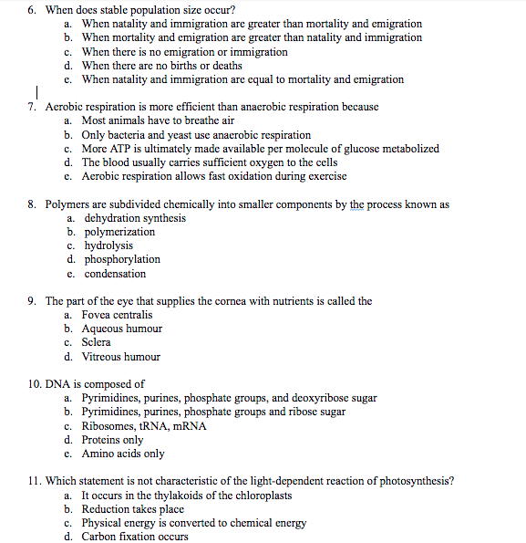 Solved 6. When does stable population size occur? a. When | Chegg.com