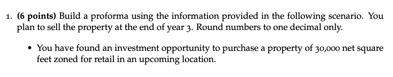 1. (6 points) Build a proforma using the information | Chegg.com