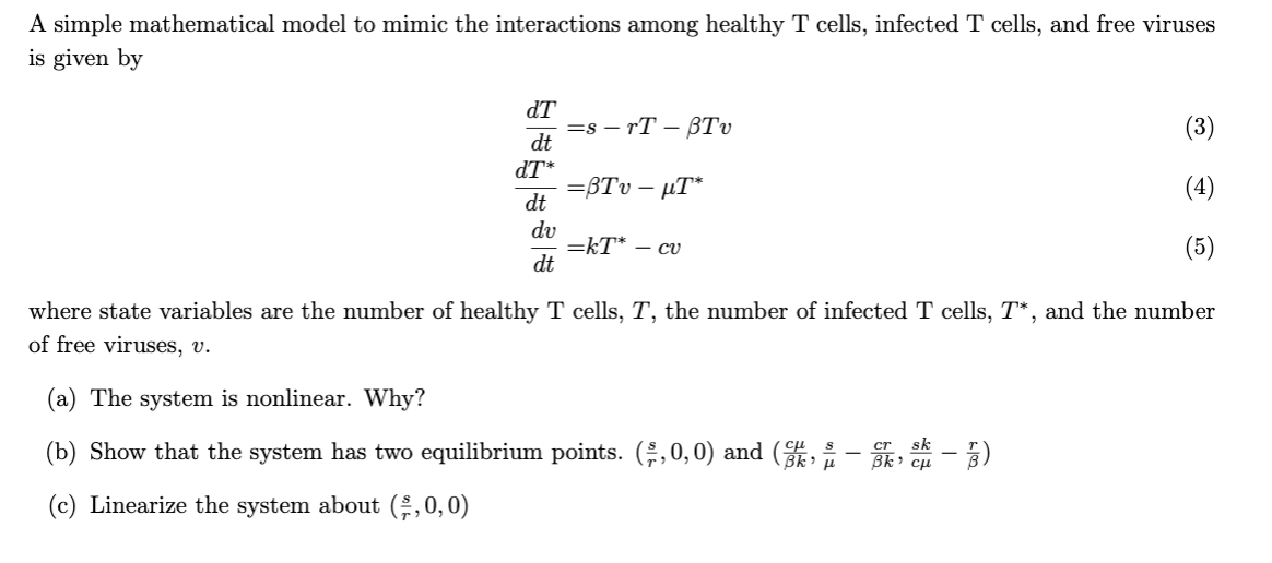 Solved A simple mathematical model to mimic the interactions | Chegg.com