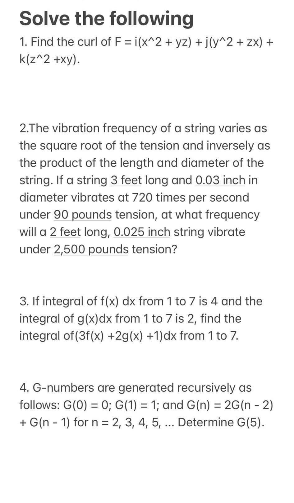 Solved Solve the following 1. Find the curl of | Chegg.com