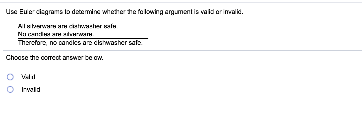 Solved Use Euler Diagrams To Determine Whether The Following 