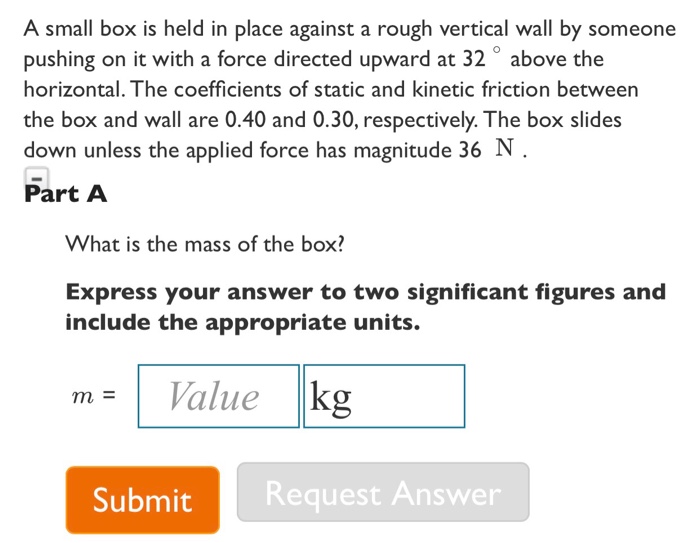 Solved A small box is held in place against a rough vertical | Chegg.com