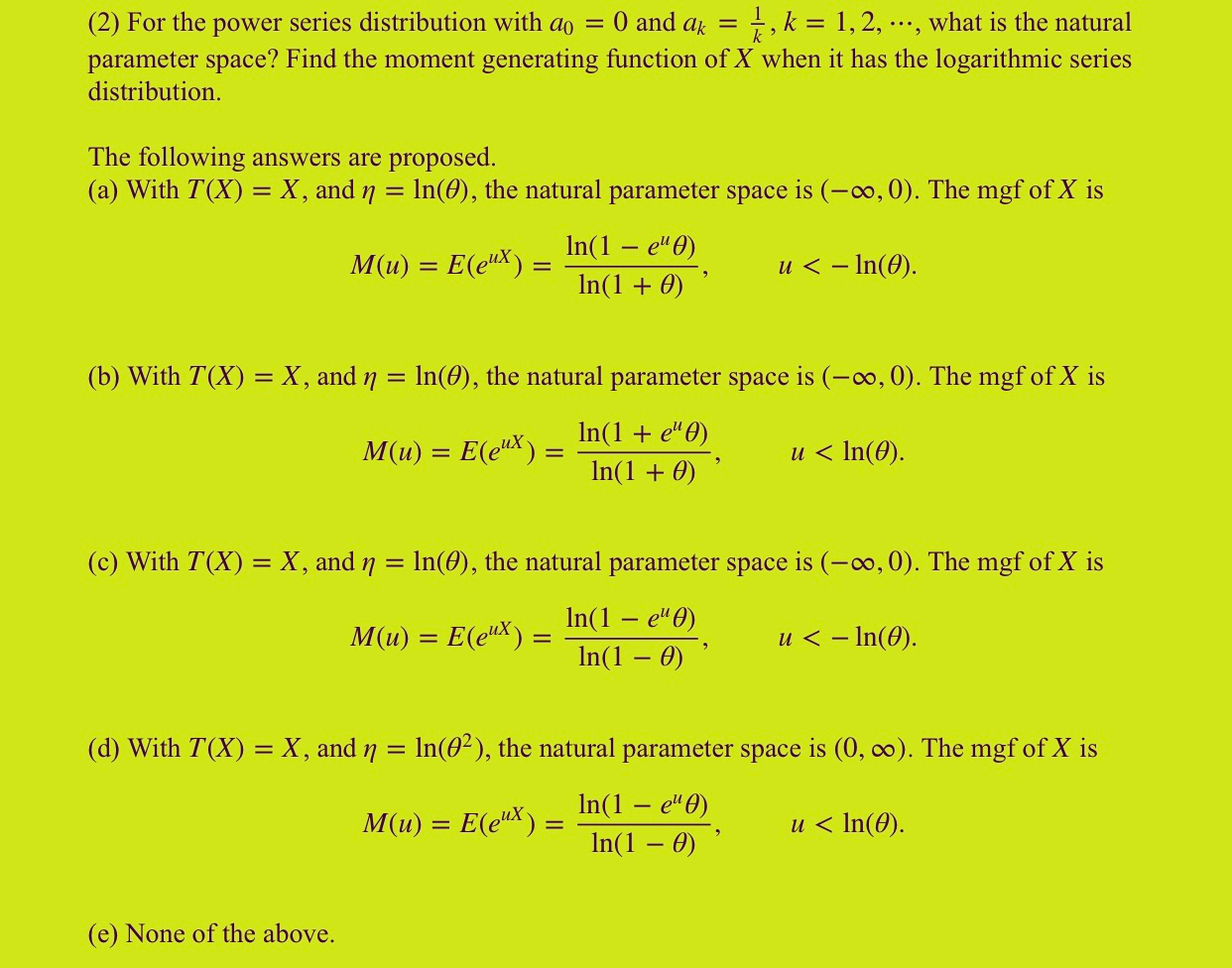 (2) For the power series distribution with do = 0 and | Chegg.com