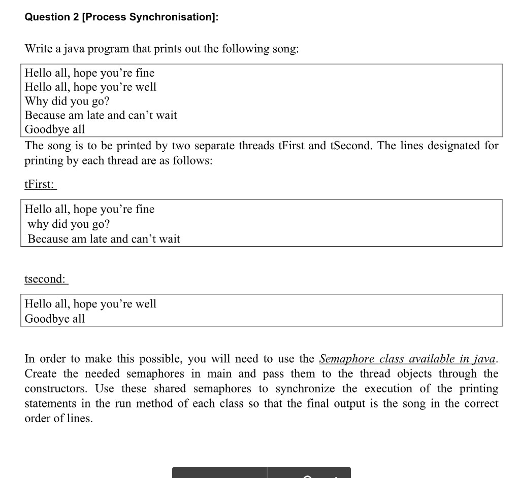 Solved Question 2 Process Synchronisation Write A Java 5787