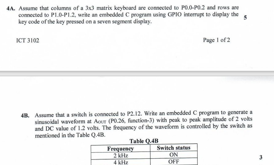 Solved 4A. Assume that columns of a 3×3 matrix keyboard are | Chegg.com