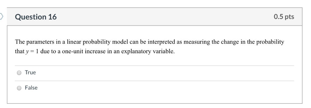 Solved Question 16 0.5 pts The parameters in a linear | Chegg.com