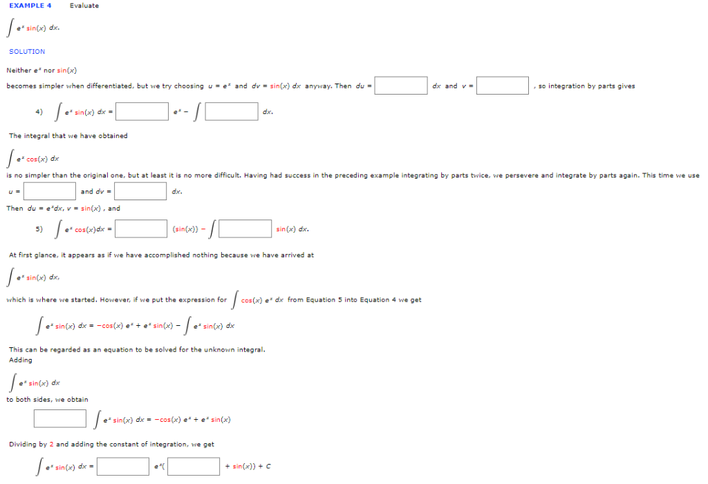 Solved Evaluate EXAMPLE 4 sin(x) dx. SOLUTION Neither e nor | Chegg.com