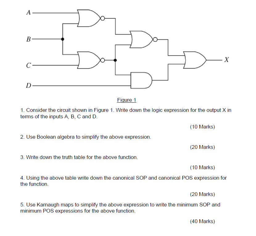 Solved А B X с D Figure 1 1. Consider the circuit shown in | Chegg.com