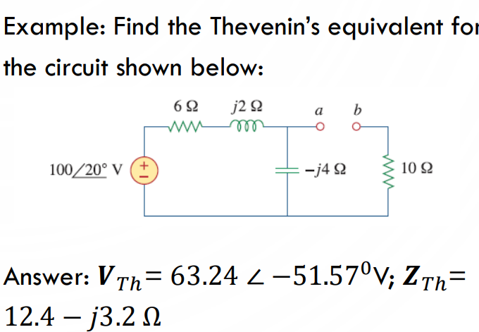 [Solved]: Example: Find the Thevenin's equivalent fo t