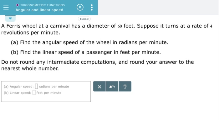 Solved O TRIGONOMETRIC FUNCTIONS Angular and linear speed 0 | Chegg.com