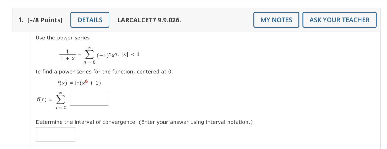 Solved Use the power series 1+x1=∑n=0∞(−1)nxn,∣x∣