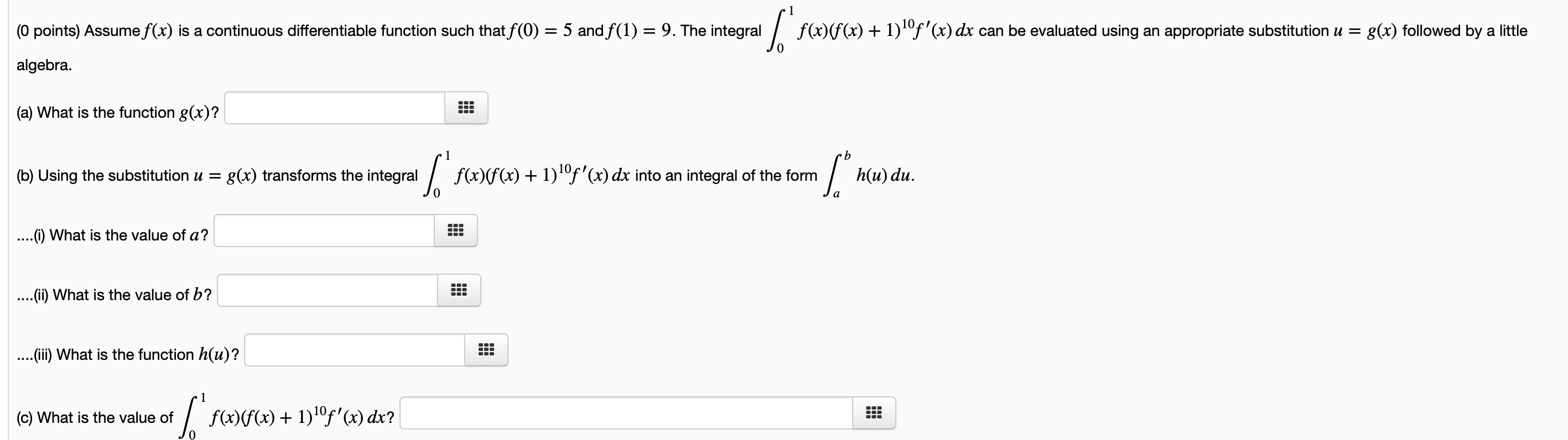 Solved (0 points) Assume f(x) is a continuous differentiable | Chegg.com