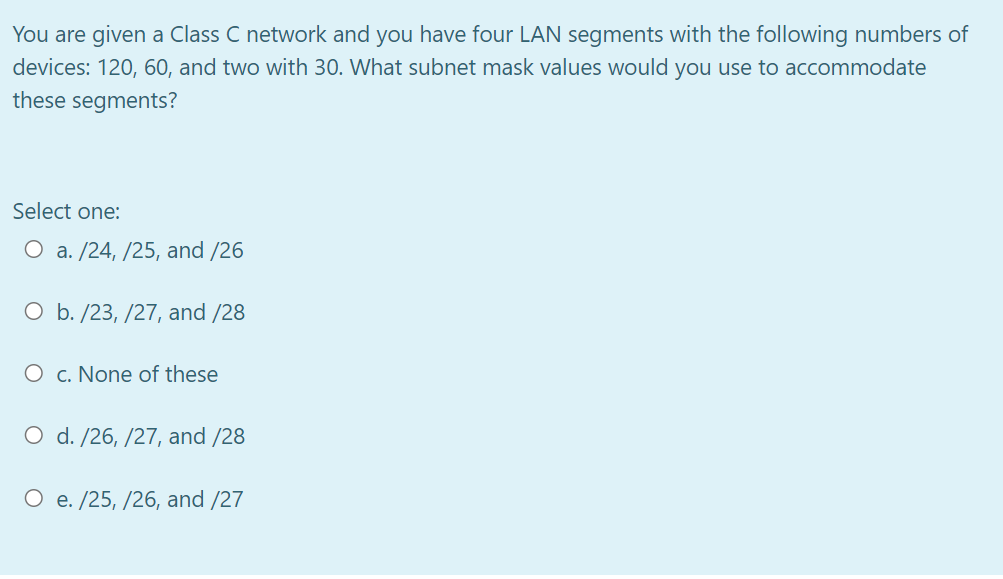 Solved You are given a Class C network and you have four LAN | Chegg.com