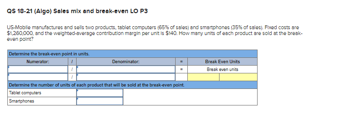 Solved QS 18−17 (Algo) Computing unit sales to get target | Chegg.com