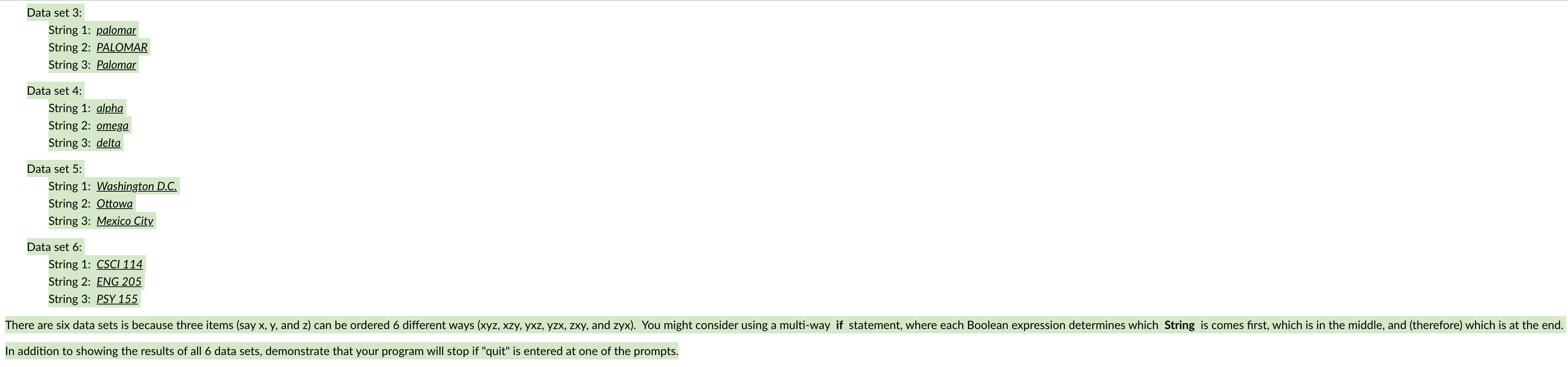 Solved Project 2: Sorting Strings (10 pts) Write a program | Chegg.com