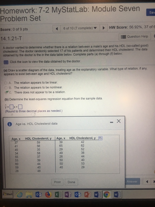 Solved Homework: 7-2 MyStatLab: Module Seven Problem Set | Chegg.com