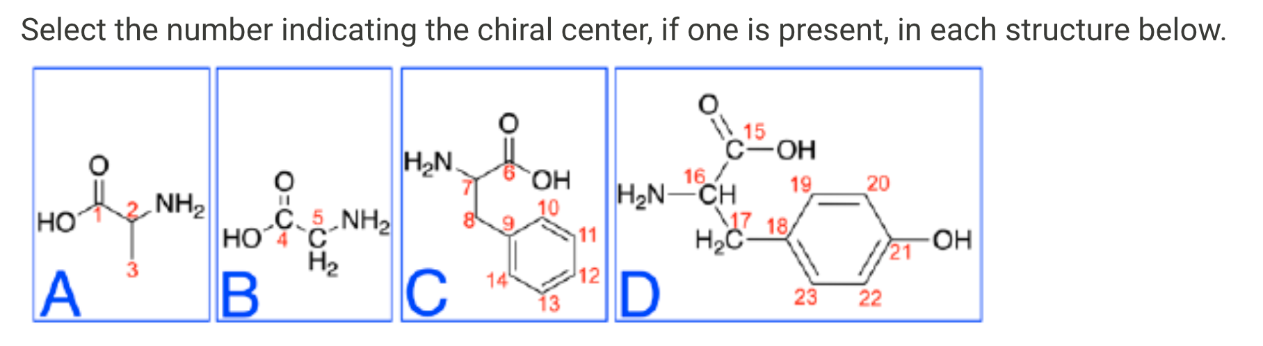 Solved Select the number indicating the chiral center, if | Chegg.com