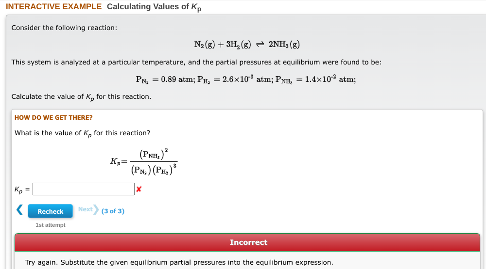 Solved INTERACTIVE EXAMPLE Calculating Values of Kp Consider | Chegg.com