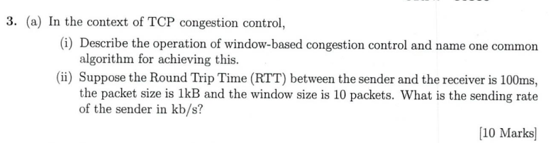 Solved (a) ﻿In the context of TCP congestion control,(i) | Chegg.com