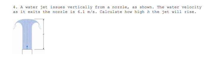 Solved 4. A water jet issues vertically from a nozzle, as | Chegg.com