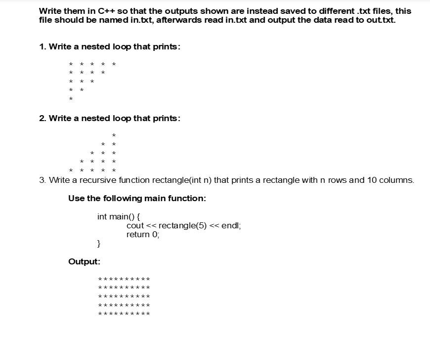 Solved Write them in C++ so that the outputs shown are | Chegg.com
