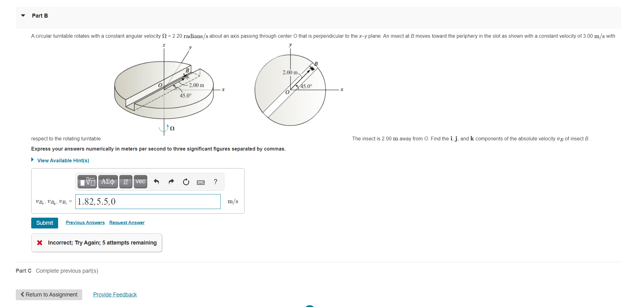 Solved Part B A circular turntable rotates with a constant | Chegg.com
