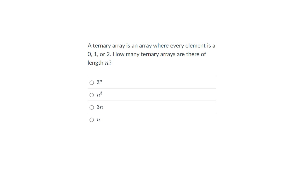 Solved A ternary array is an array where every element is | Chegg.com