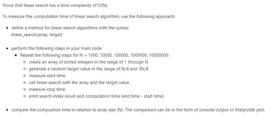 Solved Prove that linear search has a time complexity of | Chegg.com