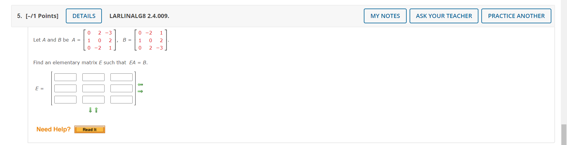 Solved Let A and B be A=⎣⎡01020−2−321⎦⎤,B=⎣⎡010−20212−3⎦⎤. | Chegg.com