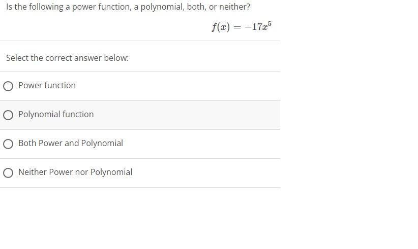Solved Is the following a power function, a polynomial, | Chegg.com