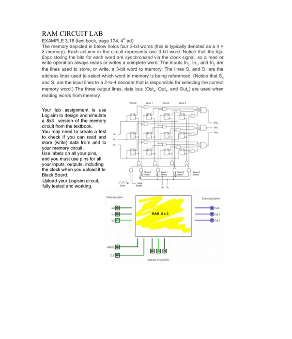 Solved RAM CIRCUIT LAB EXAMPLE 3.16 (text book, page 174, 4 | Chegg.com