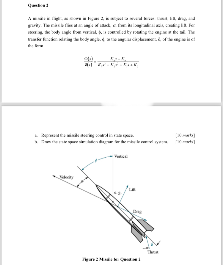 Solved Question 2A missile in flight, as shown in Figure 2, | Chegg.com