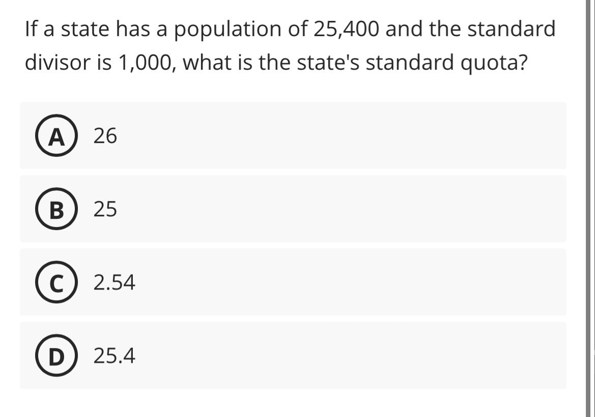Solved If a state has a population of 25,400 and the | Chegg.com