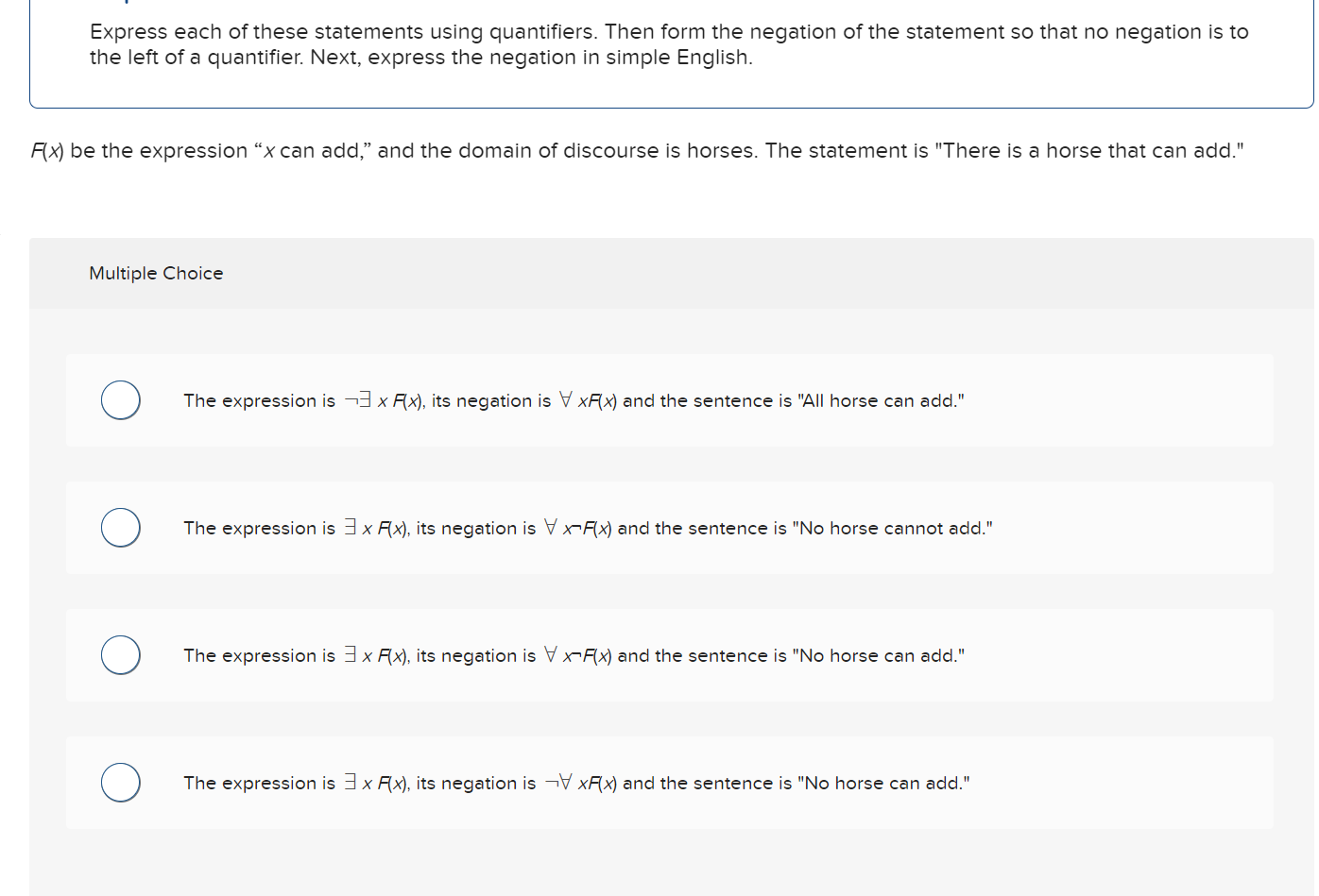 Solved Express Each Of These Statements Using Quantifiers 
