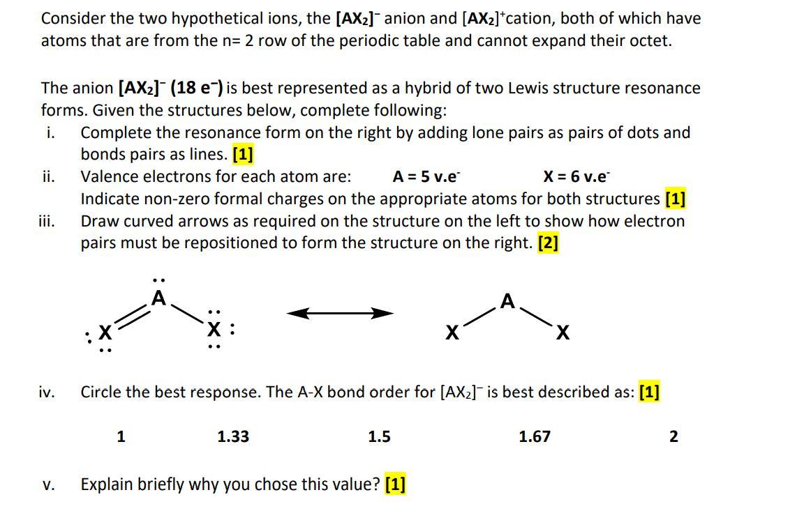 Solved Consider the two hypothetical ions, the [AX2]" anion | Chegg.com