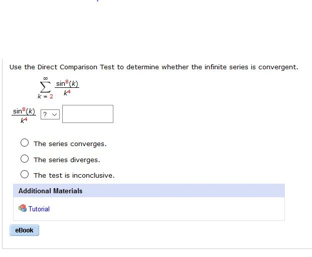 Solved Use the Direct Comparison Test to determine whether | Chegg.com
