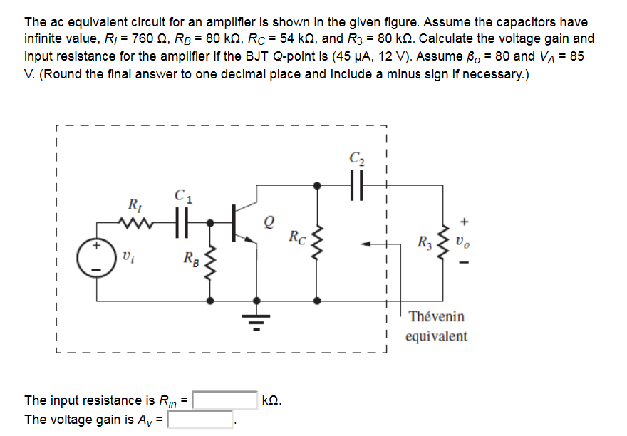 Solved The ac equivalent circuit for an amplifier is shown | Chegg.com