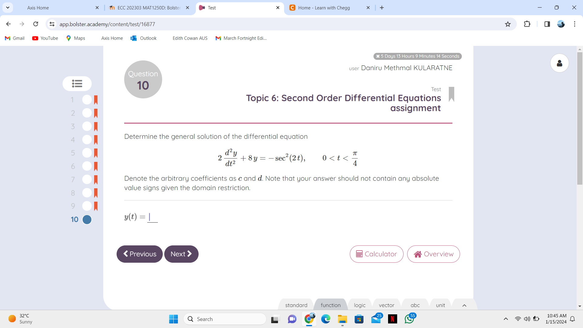 Solved Determine the general solution of the differential | Chegg.com